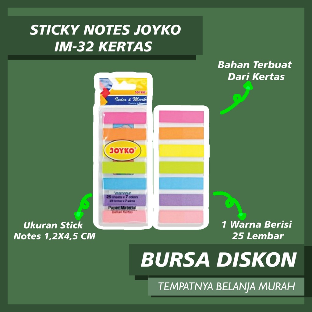Joyko Sticky Note IM-32 & IM-30 Index Mark Plastic & Paper Notes Memo ...