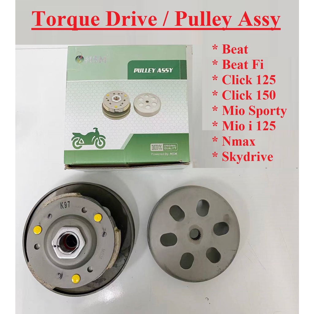 MSM Torque Drive Set / Pulley Assy Beat/Click/Mio Sporty/Mio i 125/Nmax/Skydrive | Shopee ...
