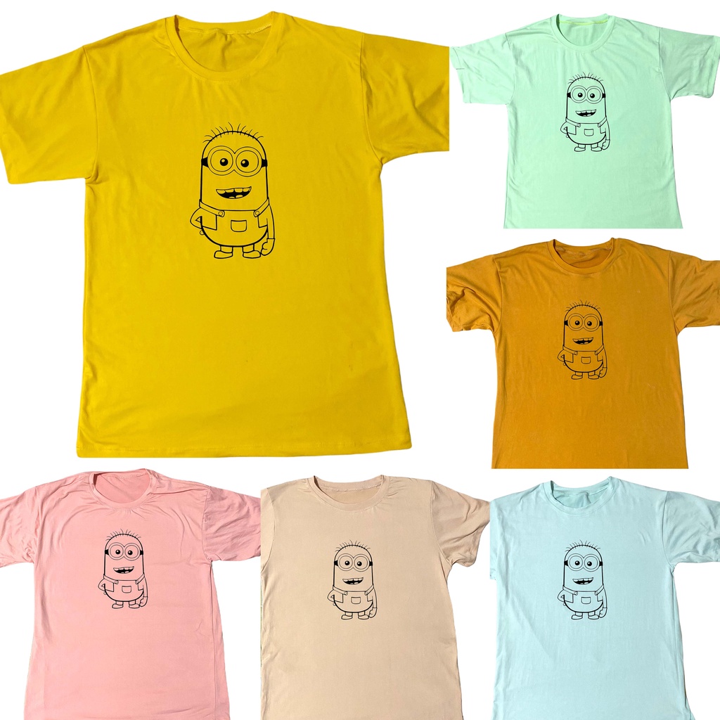 Q048 CUTE MINIONS COLORED SHIRTS FREE OVER SIZE TSHIRT FOR KIDS TEENS MAN AND WOMAN UNISEX ...