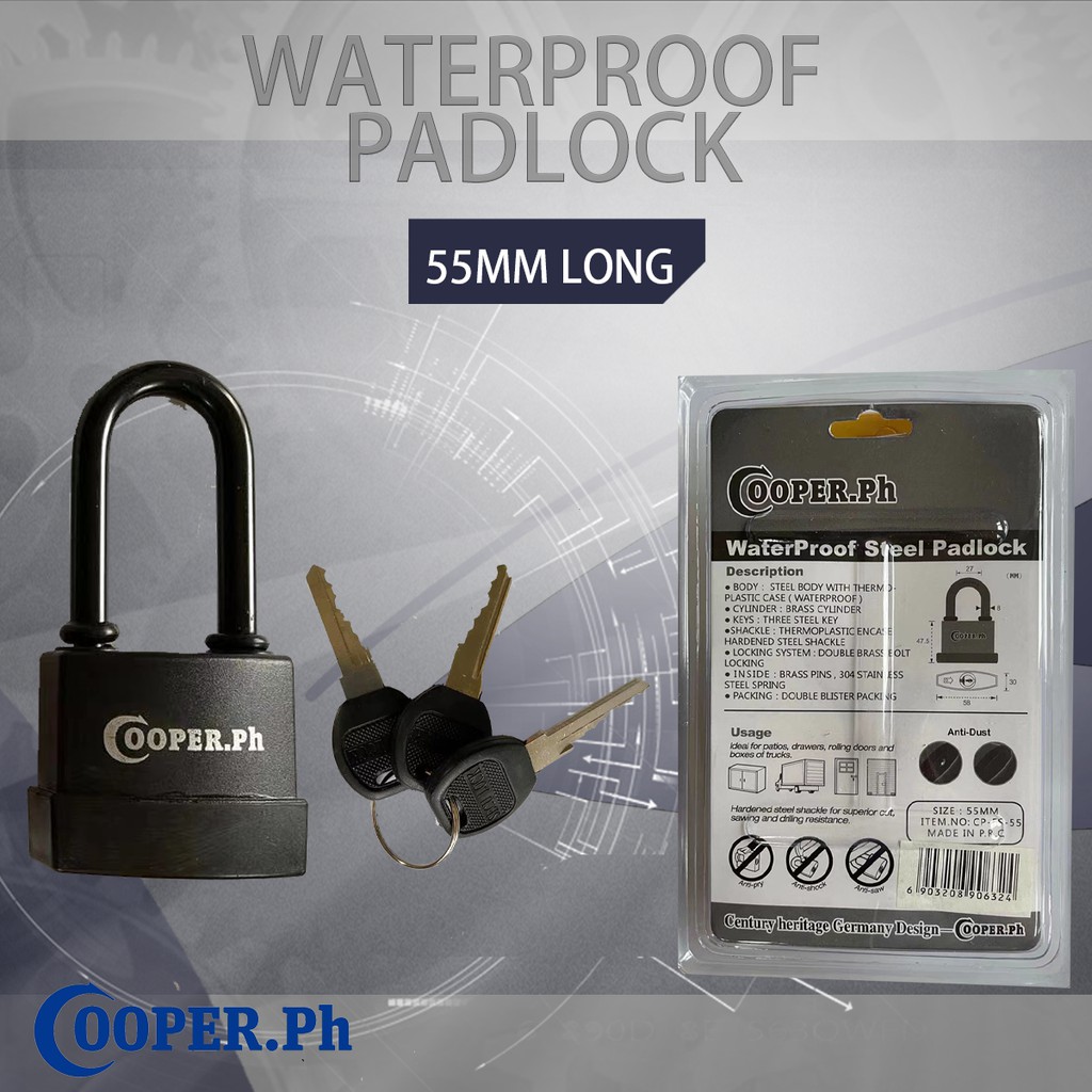 Cooper.ph CP-FS Water proof padlock waterproof Short and Long | Shopee ...