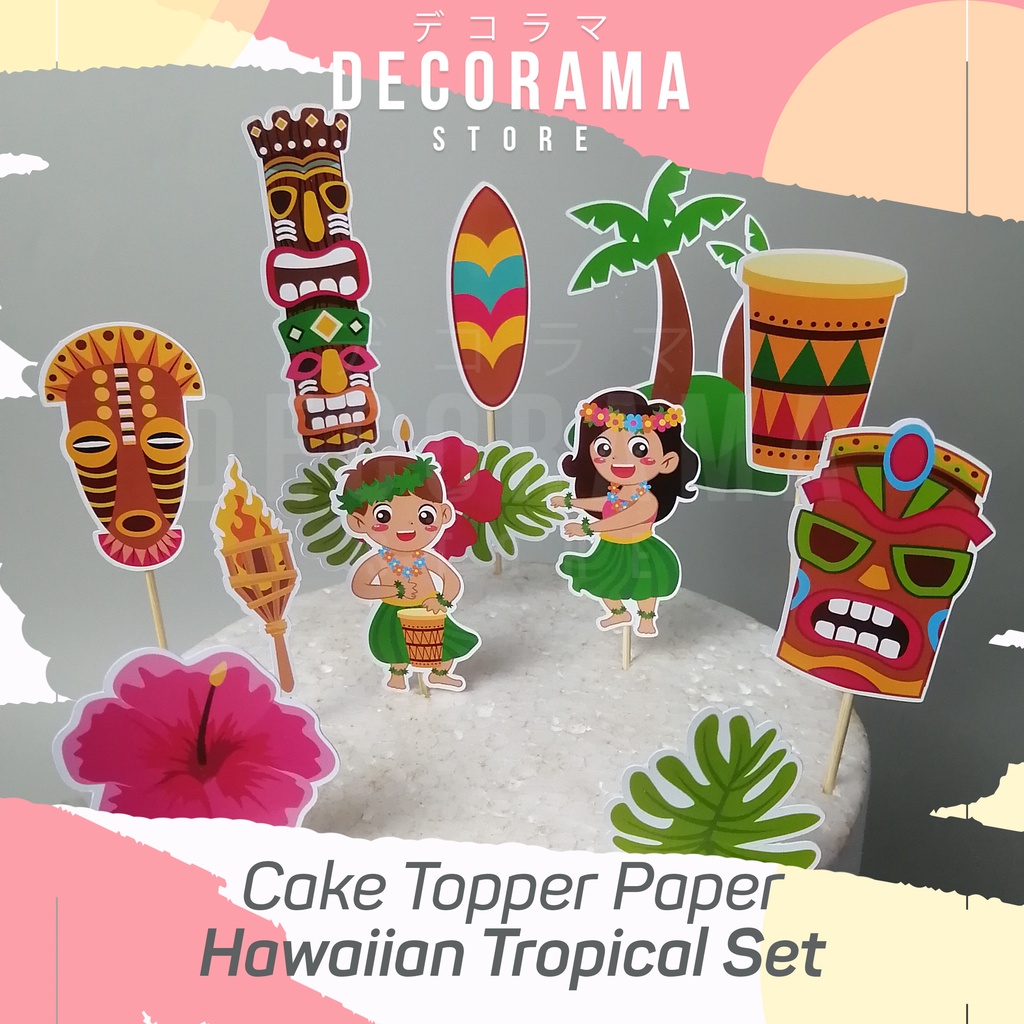 Hawaiian Tropical Cake Topper Set CHILDREN'S BIRTHDAY Cake DECORATION ...