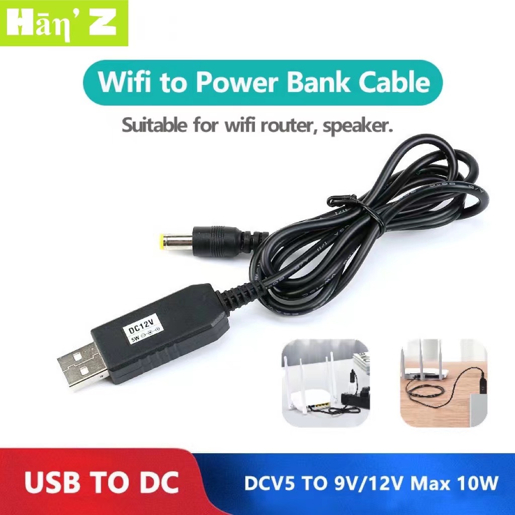WiFi Connector Powerbank Cable DC 12V USB WiFi Cord Router Modem to ...