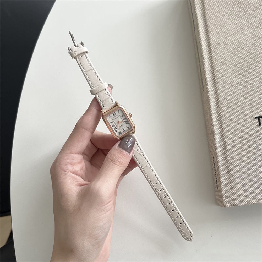 Korean Ins Style Niche Design Vintage Thin Strap Square Dial All-match Fashion Simple Women ...