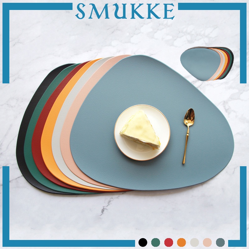 Nordic Triangle Placemats PU Leather Dining Table Mat Coasters Coffee ...