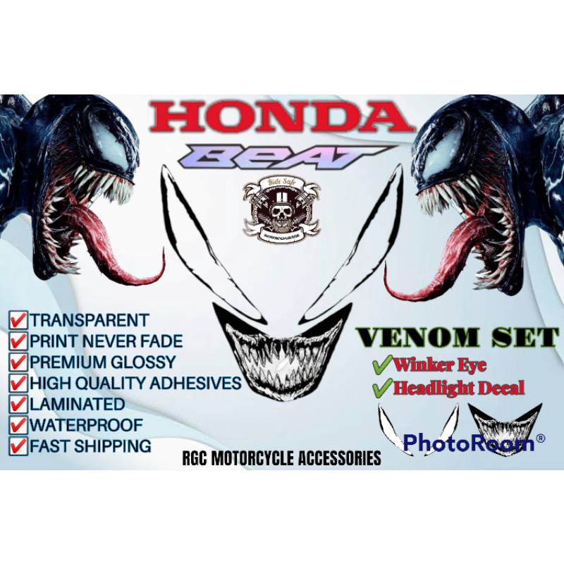 Honda Beat Venom Set / Honda Beat Winker Sticker / Honda Beat Headlight ...
