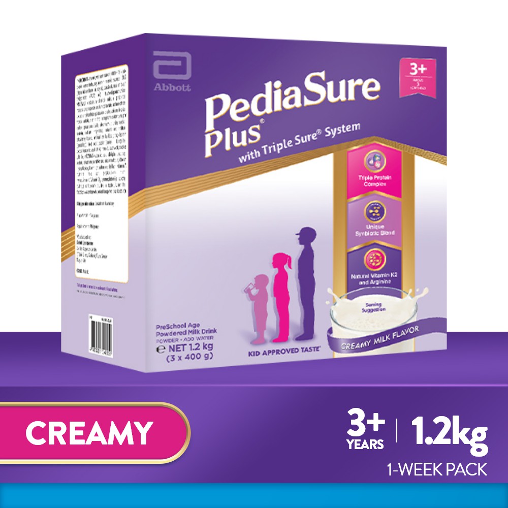 Pediasure Plus 3+ Creamy Milk 1.2kg for Kids Above 3 Years Old Powdered ...