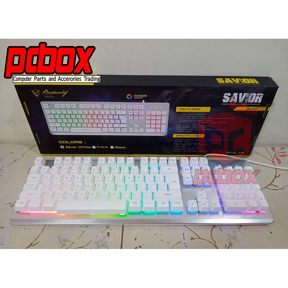 Badwolf Savior BK800 RGB White Keyboard | Shopee Philippines