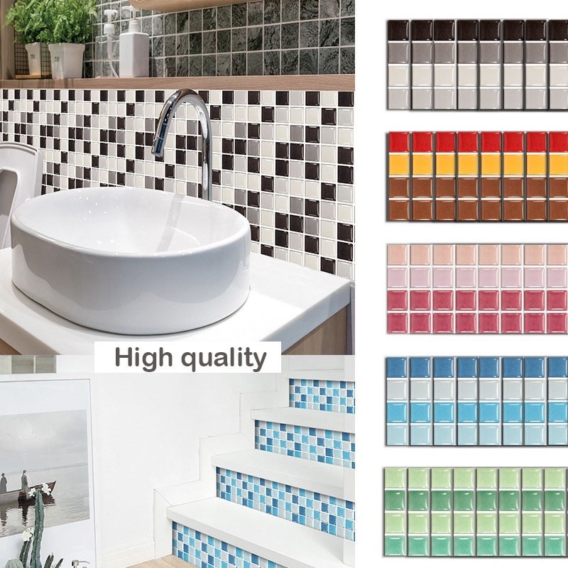 PVC Adhesive 3D WallPaper Dinding Premium Mosaic Wallpaper Sticker ...