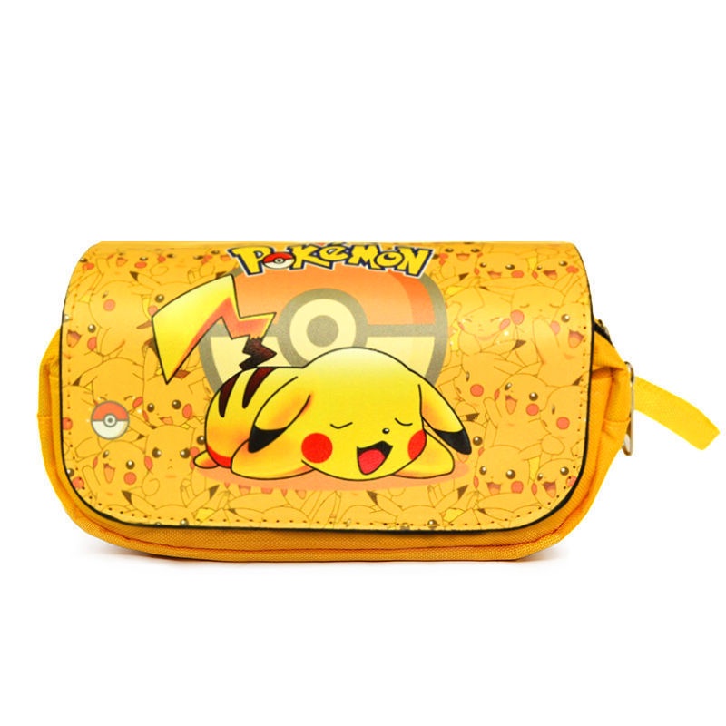 Pokemon Pencil Case kids Soft Multi-layer Canvas Stationery Storage Bag ...