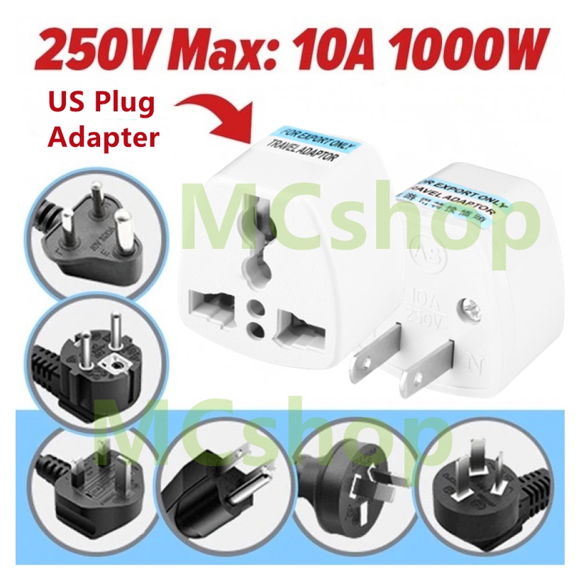 1pc 3 pin Socket Adapter Plug Power Socket White Travel Converter AC ...