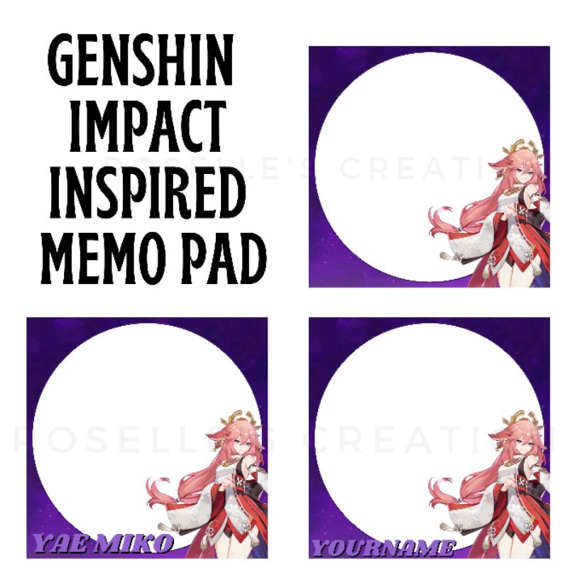 GENSHIN IMPACT "YAE MIKO" INSPIRED MEMO PAD / NOTEPAD | Shopee Philippines
