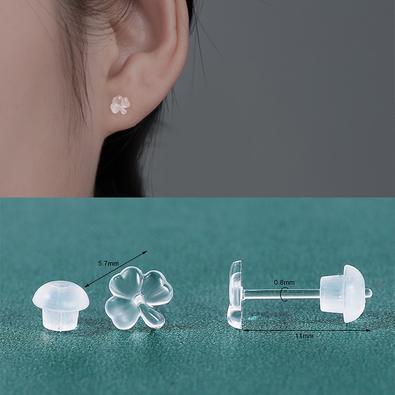 2-45Pcs Invisible Stud Earrings Transparent Resin Protection Ear ...