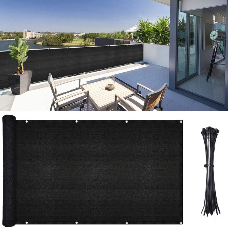 Black Color Balcony Privacy Screen Cover Fence Windscreen for Porch ...