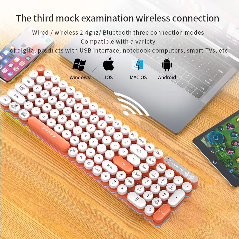 Langtu Membrane Slient Keyboard Honeycomb Hollow Keyboard 2 4g Wireless Bluetooth Keyboard