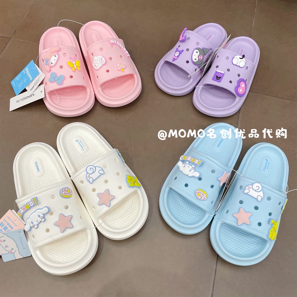 MINISO Sanrio Cinnamon Dog Hole Slippers Melody Kuromi Anti-Slip ...