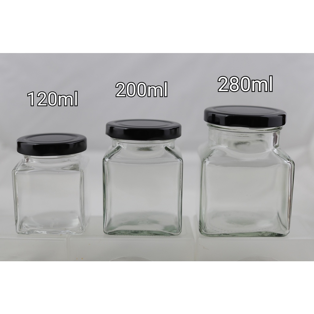 [Sq Jar ] 120ml / 200ml /280ml Square glass jar/ botol kaca/bekas kaca ...