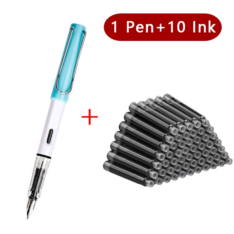 1 pen + 10 inks 0.38 mm Fountain Pen Set 0.38mm EF Nib Writing ...