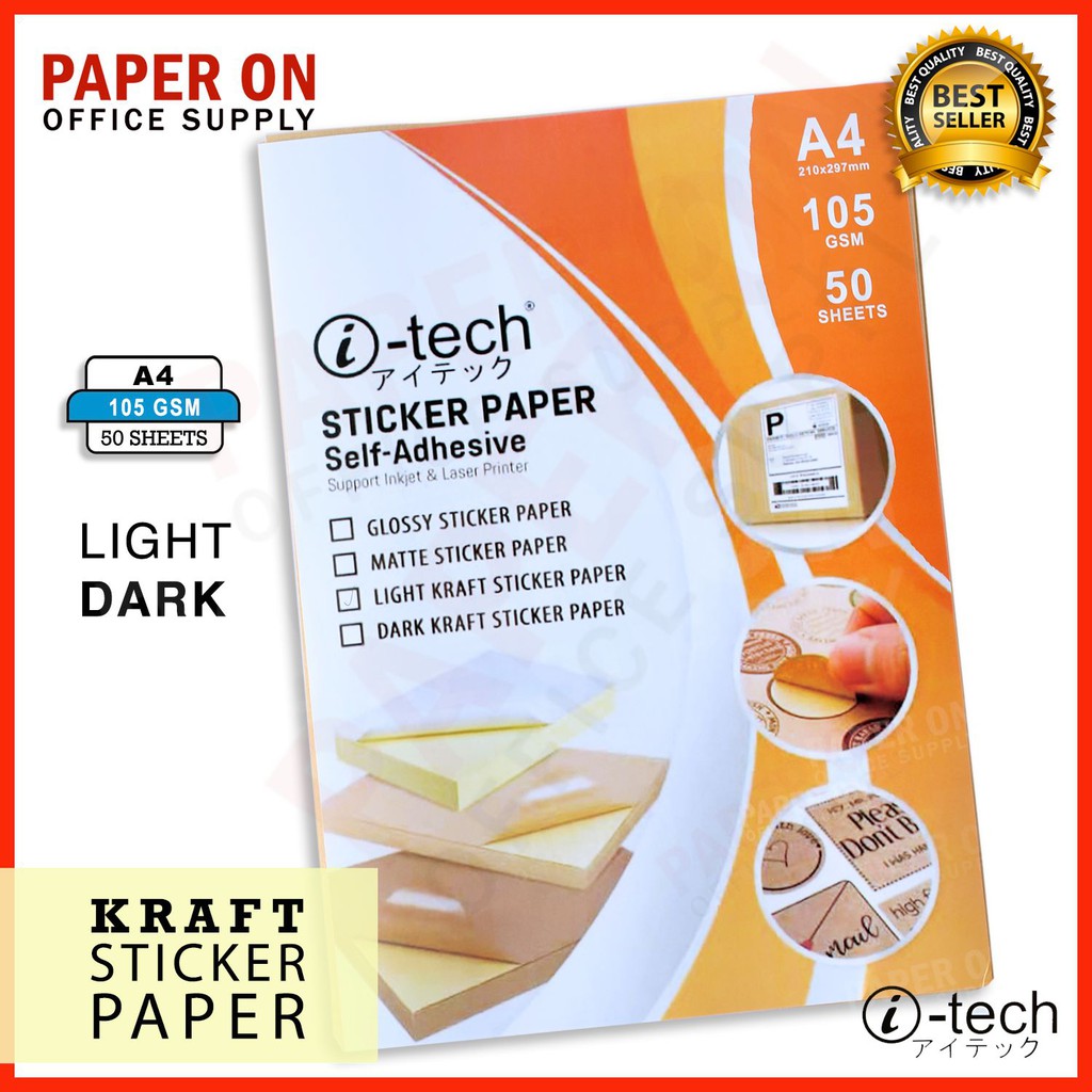 itech Kraft Sticker Paper Dark And Light (50pieces) | Shopee Philippines