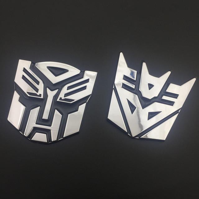 3D Elegant Big size Metal Aluminum Transformer Decals Sticker / Silver ...