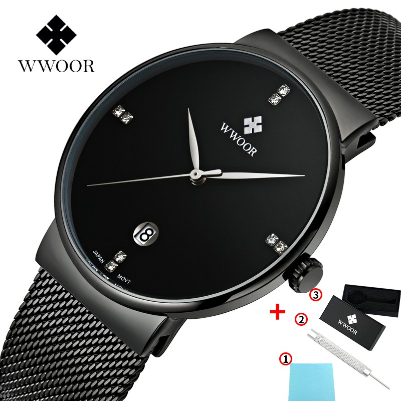 Wwoor Men Watches Ultra-Thin Quartz Wristwatch Waterproof Calendar ...