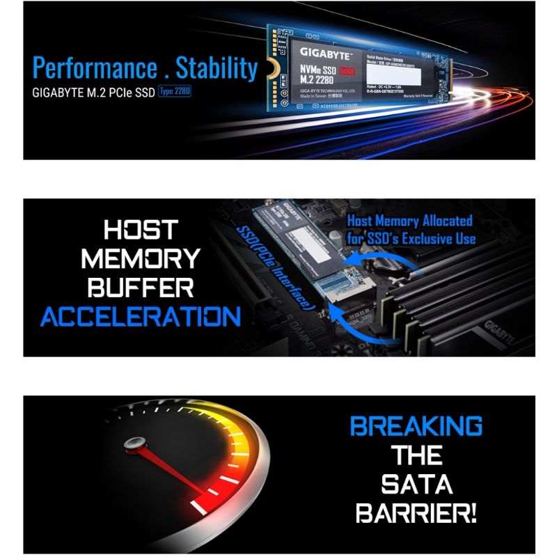 Gigabyte 250gb / 256Gb / 500Gb / 1Tb NVME SSD M2 Storage 2500E PCIe 3.0 ...