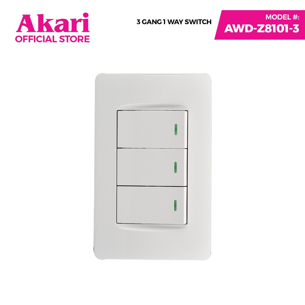 Akari 3 Gang 1 Way Switch, Luminous 250V, 10A | Shopee Philippines