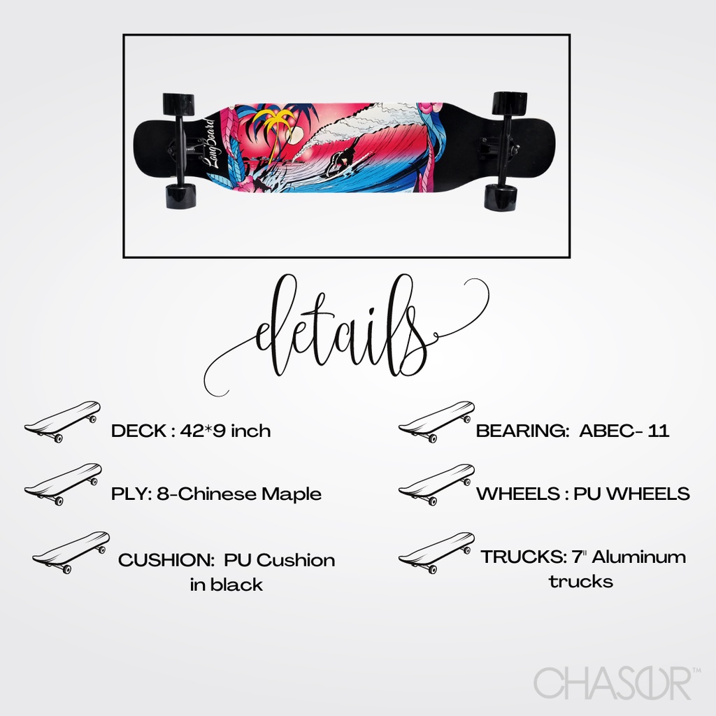 Chaser 42" Wooden Maple Longboard for Downhill Skateboard (E136 ...