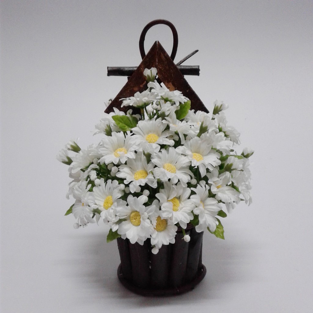 Artificial Flowers In A Wall-Mounted Gable Basket | Shopee Philippines
