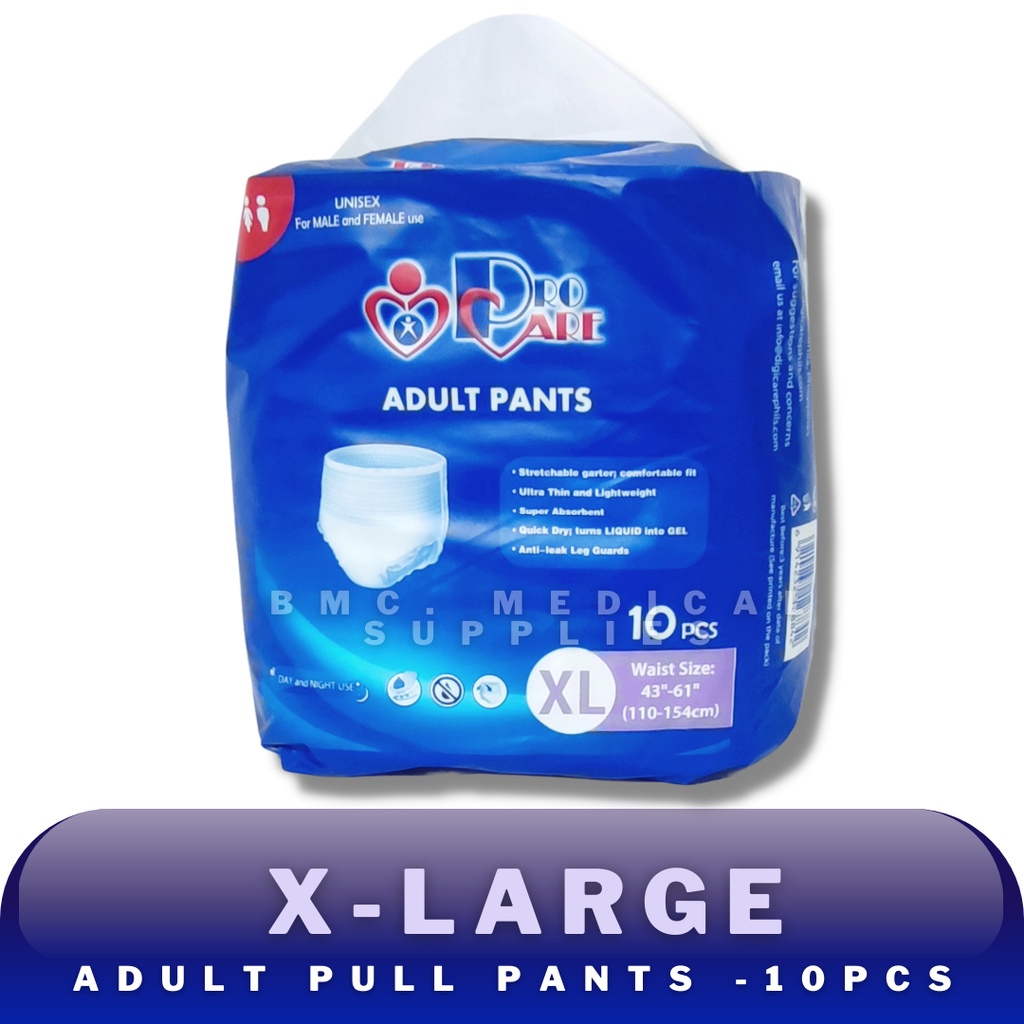 Procare Adult Diaper Pants (Pack of 10s) Medium, Large, X-Large - US ...