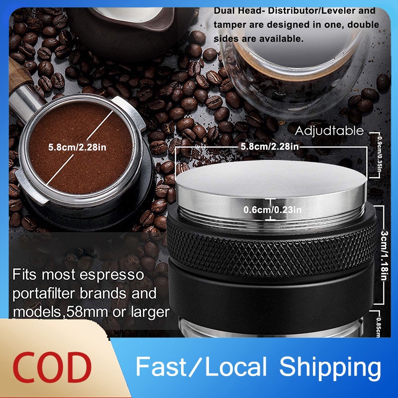Espresso Coffee Tamper Double-Headed Coffee Distributor Tamper 2 in 1 ...