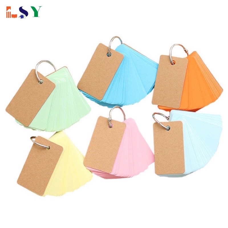 Kraft Paper Binder Ring Easy Flip Cards Study Memo Pads Portable ...