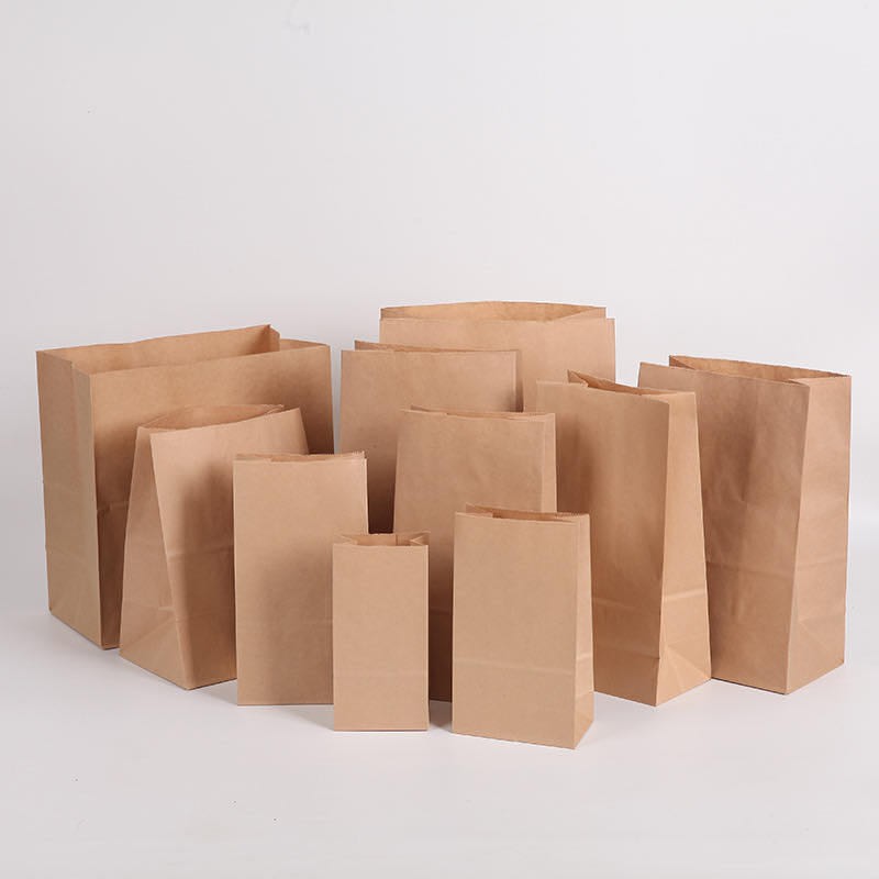 100 Pcs Brown Kraft Paper Bag Small Size Plain Takeaway bag Packaging ...