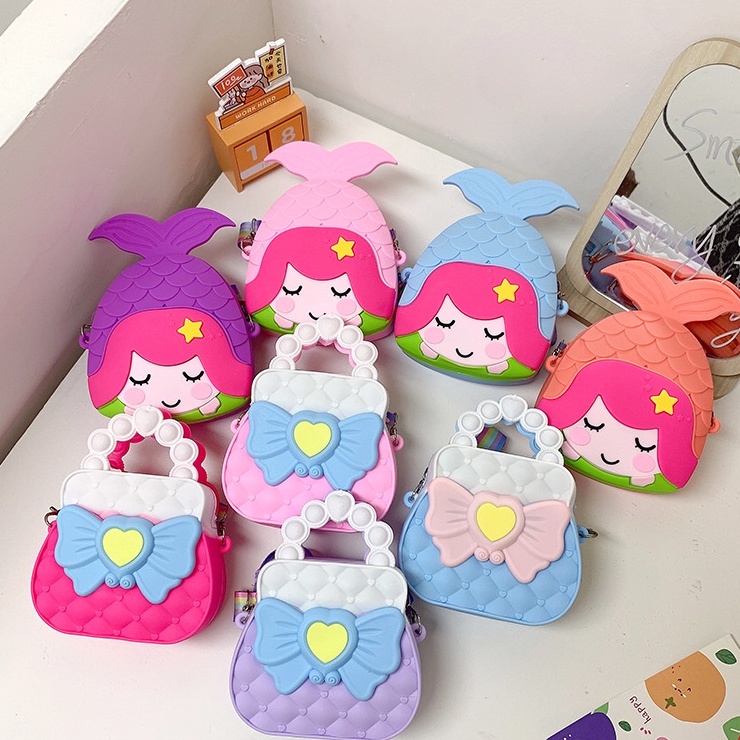 POP IT Mermaid Shoulder Bags Cute Children Messenger Bag Fashion Push ...
