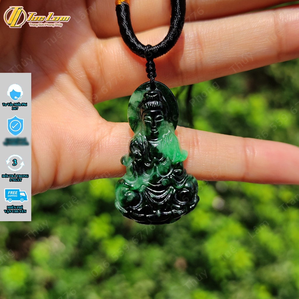 Mother Buddha Face Necklace Guan Yin Slap Bodhisattva Son Thuy Green Is ...