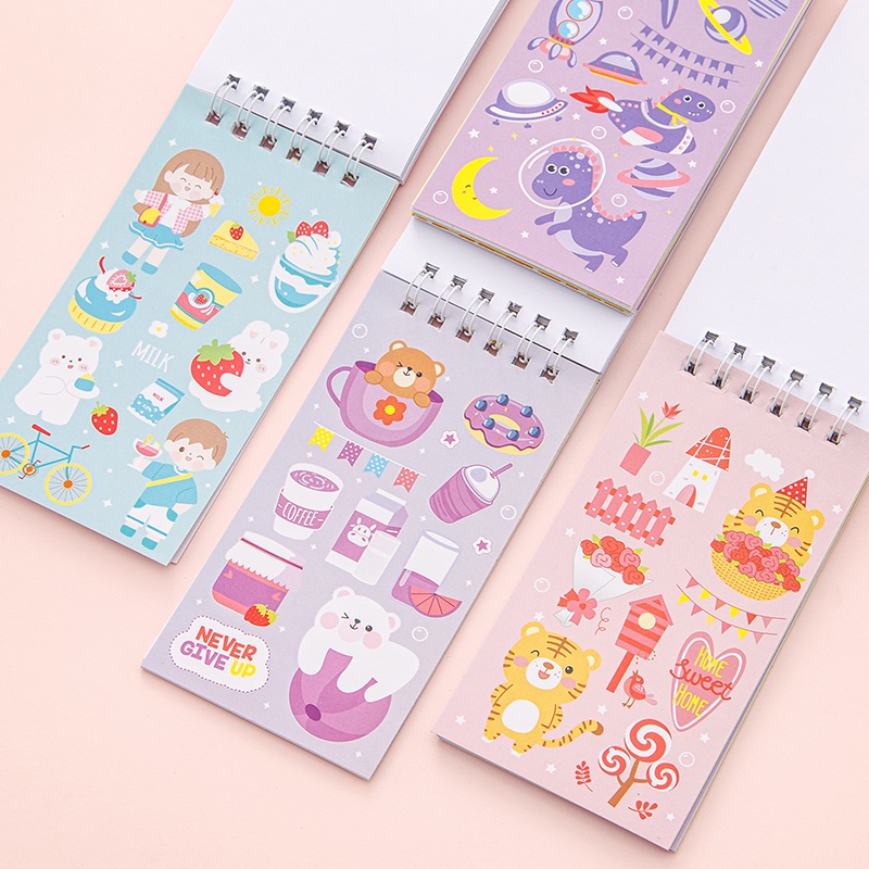 24 Sheets Cartoon Kawaii Coil Sticker Book Journal Mixed-Pattern Deco ...