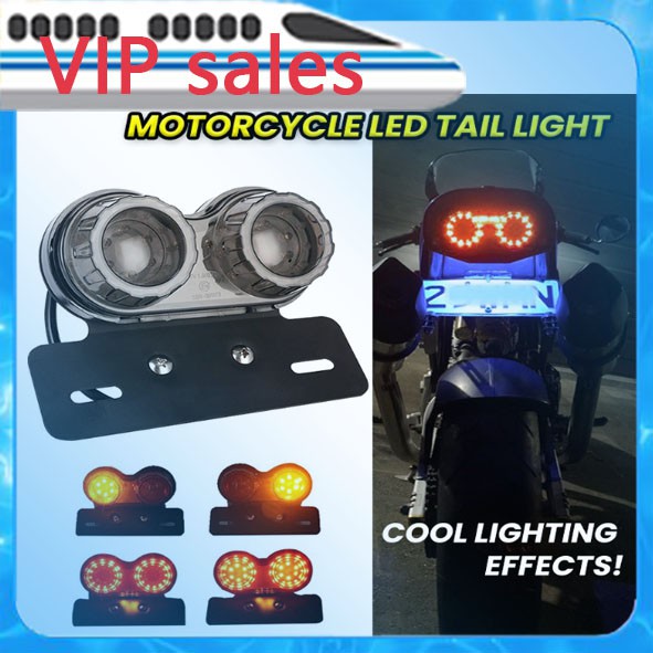 COD# Motorcycle Tail Light Universal Integrated Tail Light Double Light ...