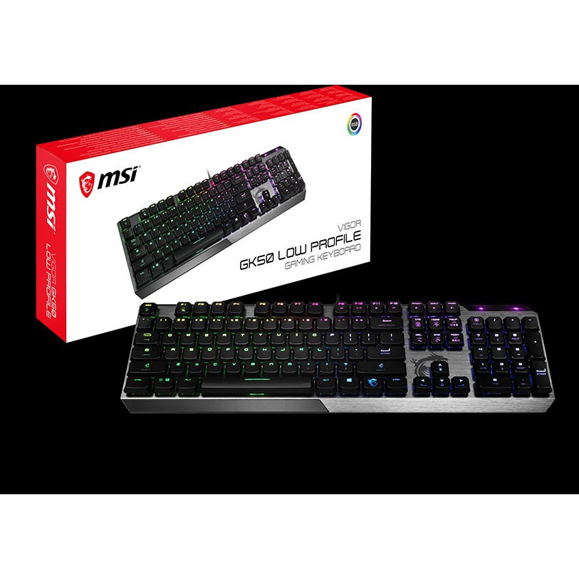 MSI GK50 Low Profile Kailh w/ RGB Mystic Light Mechanical Keyboard ...