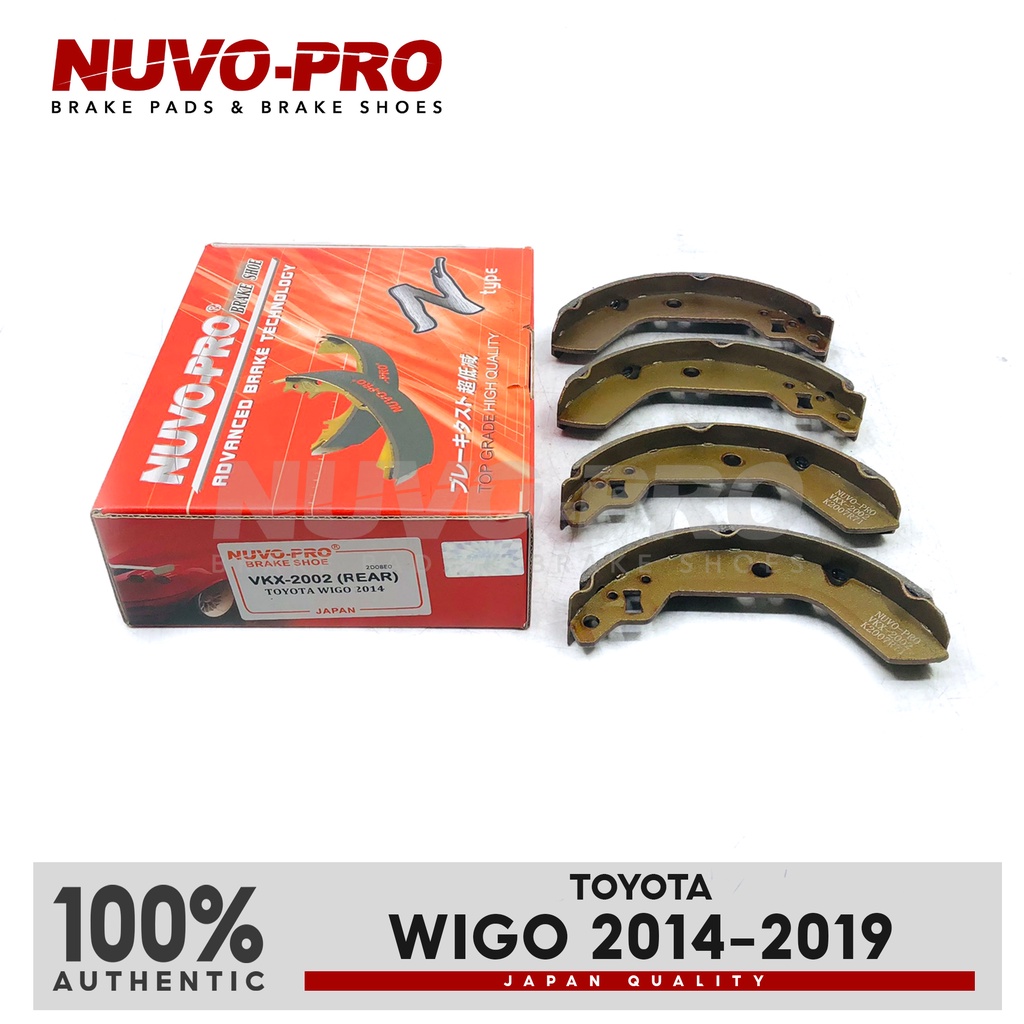 Nuvo-Pro Brake Shoe Rear Toyota Wigo 2014-2019 VKX-2002 SET | Shopee ...