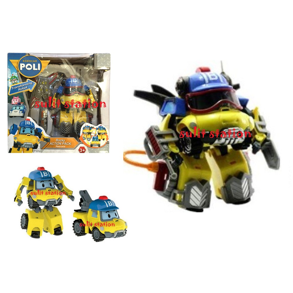 ROBOT POLICE BUCKY YELLOW POLICE COP action pack AUTOBOT TRANSFORMER ...