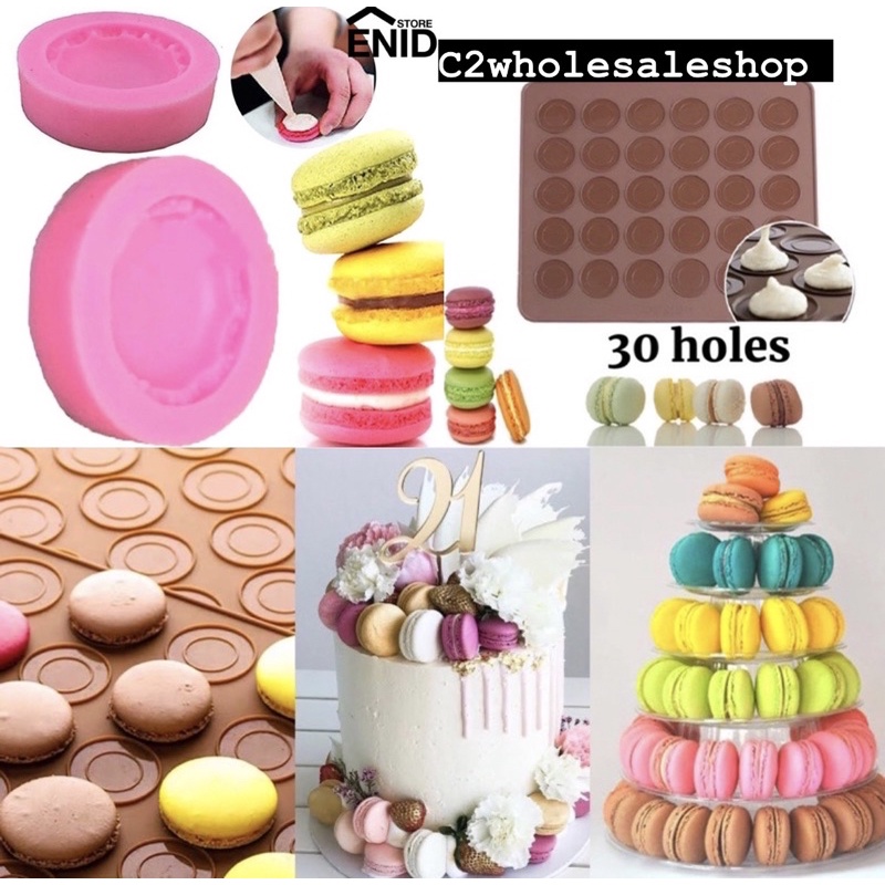 30 Holes Silicone Macaron Baking Mat Molder Non-Stick Oven Baking cake ...