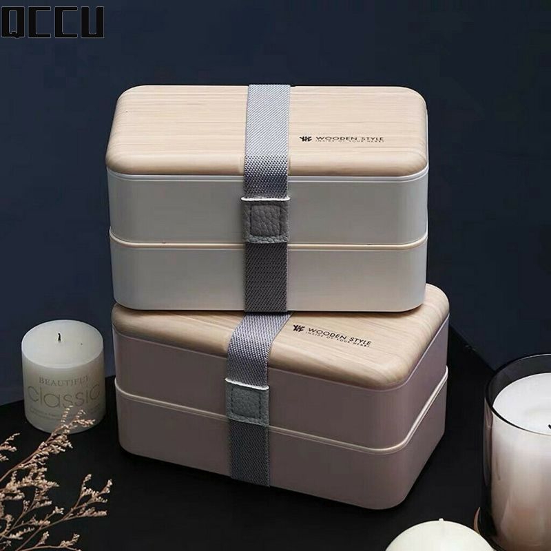 In Stock Microwave Lunch Box Japanese Wood Bento Box 2 Layer Container ...