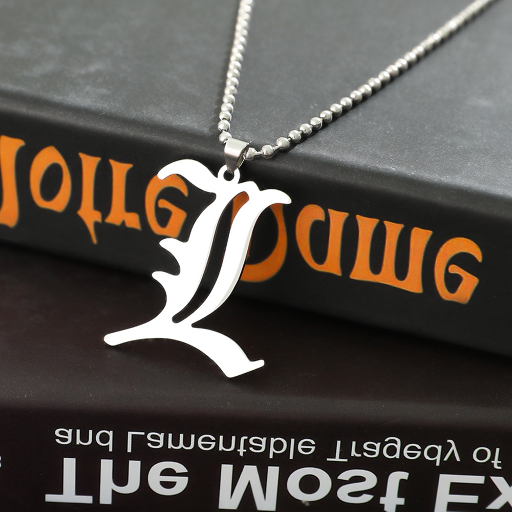 Death Note L Lawliet Necklace Stainless Steel Old English Letter ...