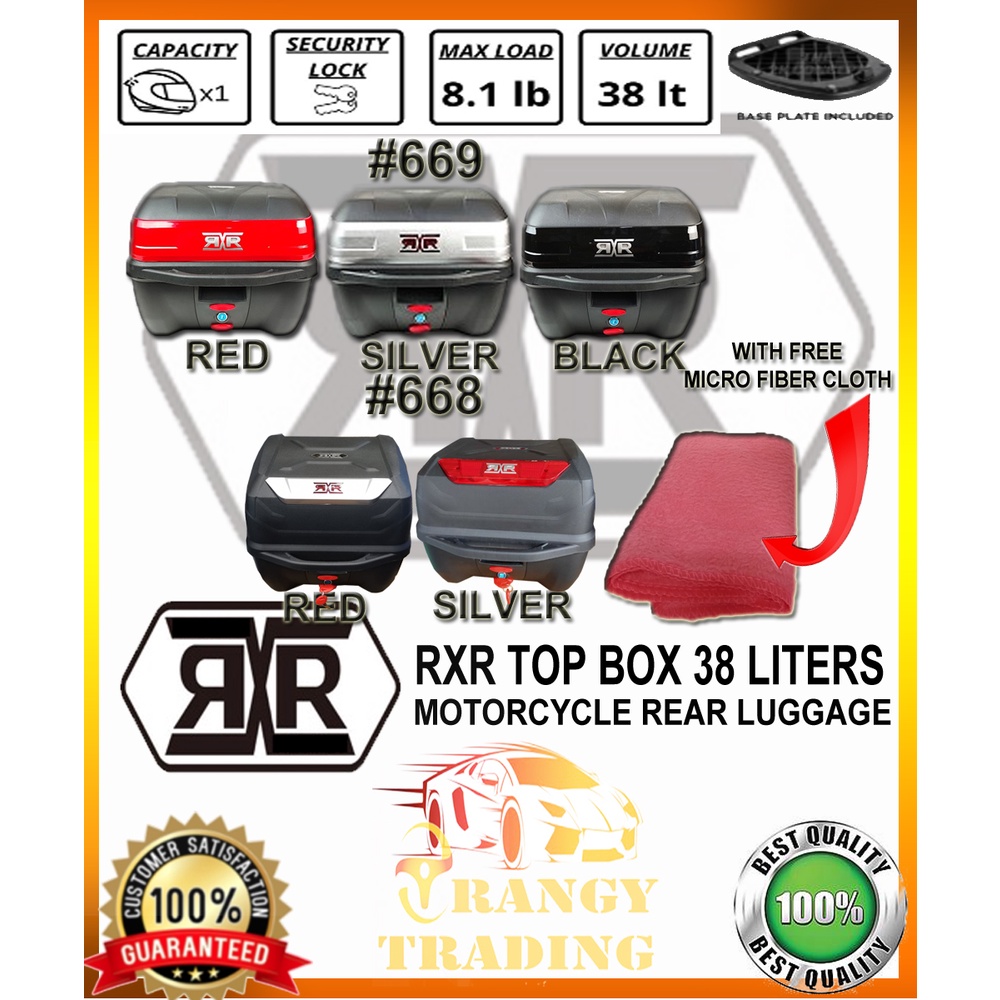 RXR #668 / #669 38 Liters Top Box Motorcycle Rear Luggage Container ...