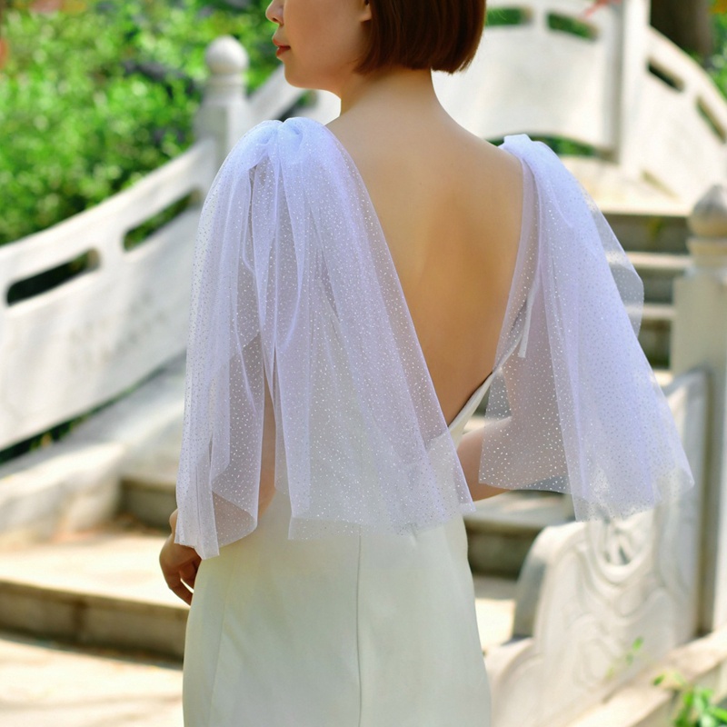 ℜ-ℜ Bride Tulle Wedding Bridal Shiny Shoulder Stole Sheer Gilding ...