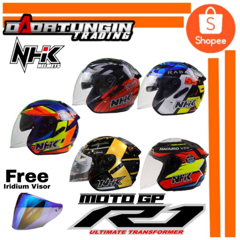 NHK R1 MotoGp Half Face Helmet + Free Rainbow Visor | Shopee Philippines