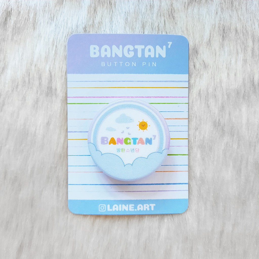 Bangtan 7 OT7 BTS Button Pin 1.25 inches by Laine.art (Glitter Finish ...