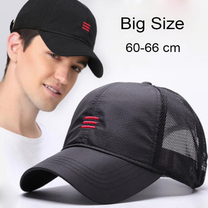 Male Large Size Peak Cap Men Summmer Mesh Truker Hats Big Bone Man Dry ...