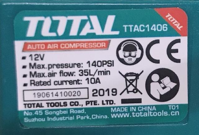 TOTAL auto air compressor 140psi TTAC1406 | Shopee Philippines