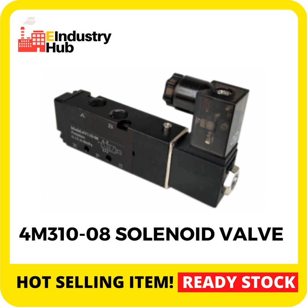 4M310-08 1/4" Solenoid Valve 5 Way 2 Position Port Pneumatic Control ...