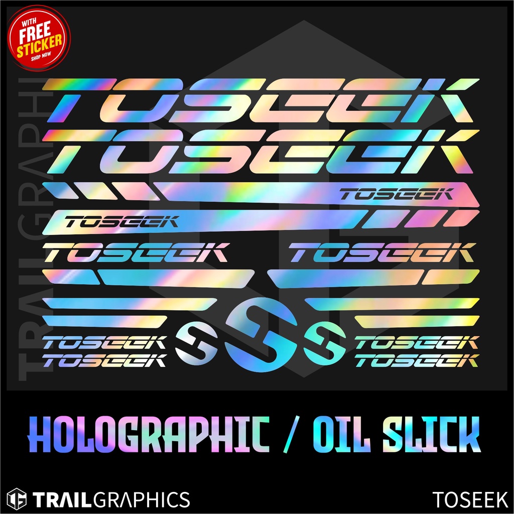 TOSEEK Holographic / Oil Slick Sticker Decal Vinyl for Mountain Bike ...